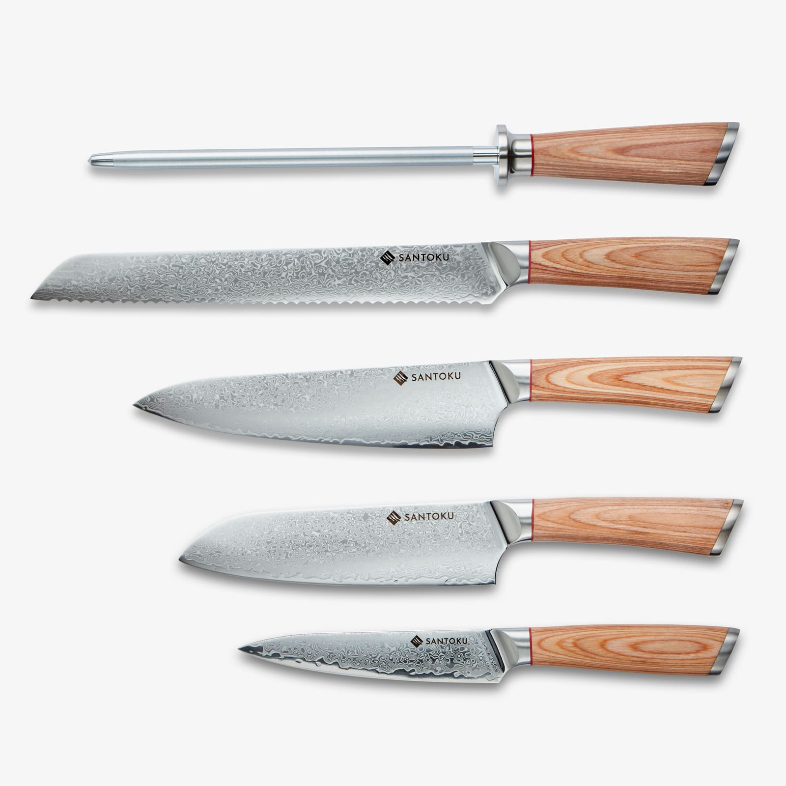 Haruta 5-Piece Damascus Kitchen Knife Set — VG10 Japanese Steel ...